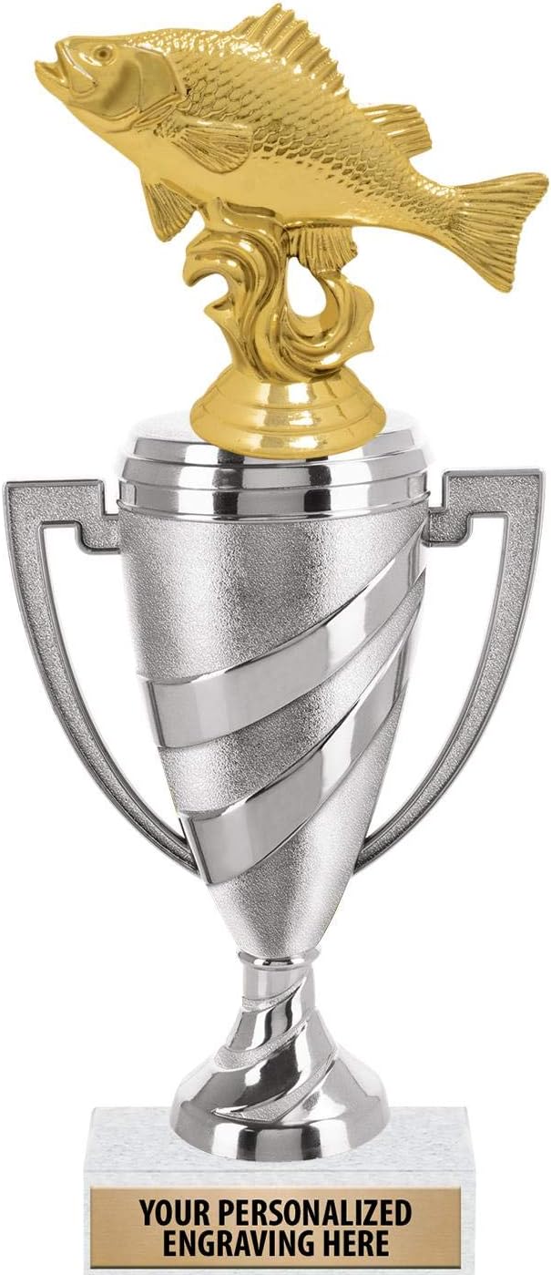 Amazon.com : Crown Awards Fish Trophy, 8.75" Silver Cup Perch Fishing ...