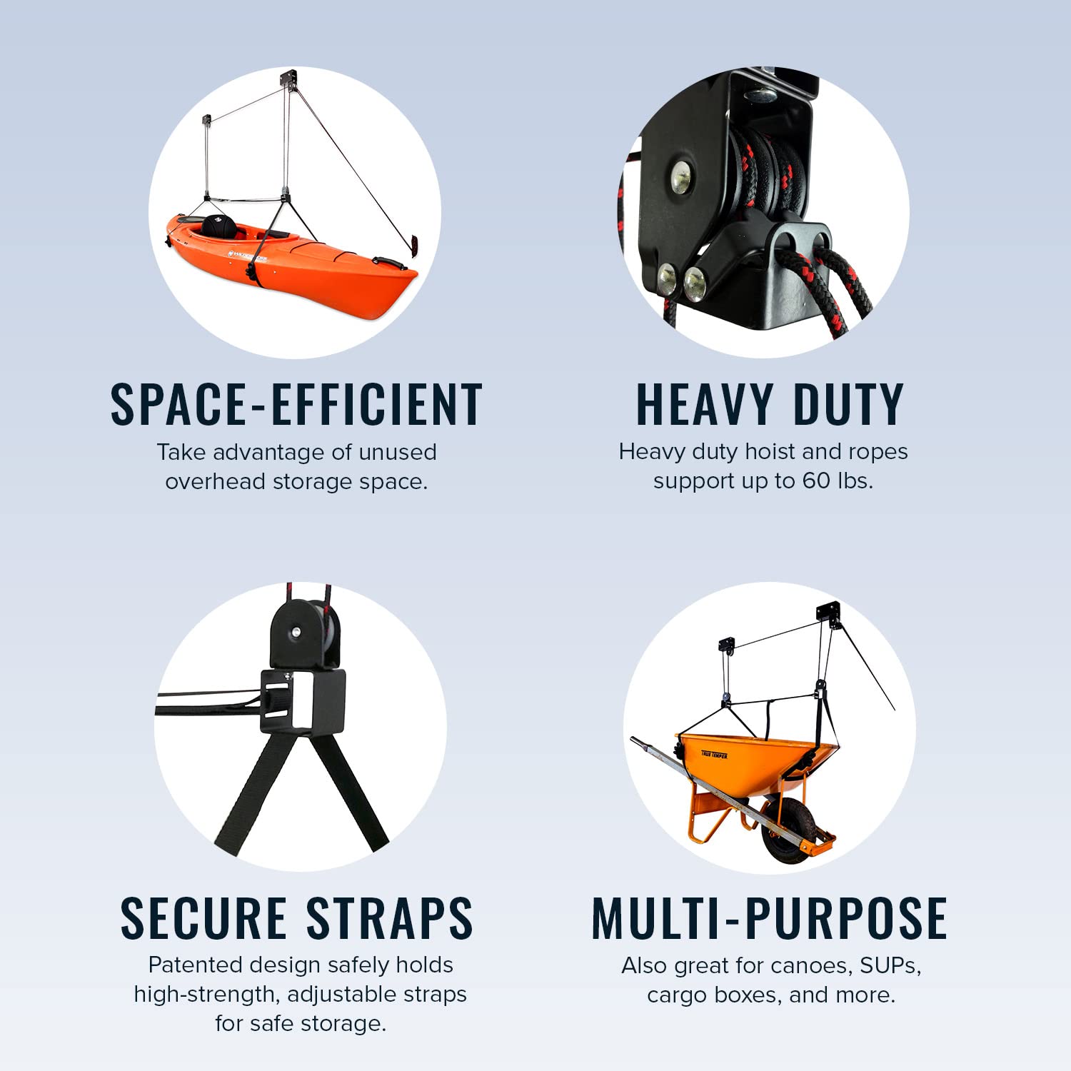 Buy StoreYourBoard Kayak Ceiling Storage Hoist, Garage Pulley Hi-Lift ...