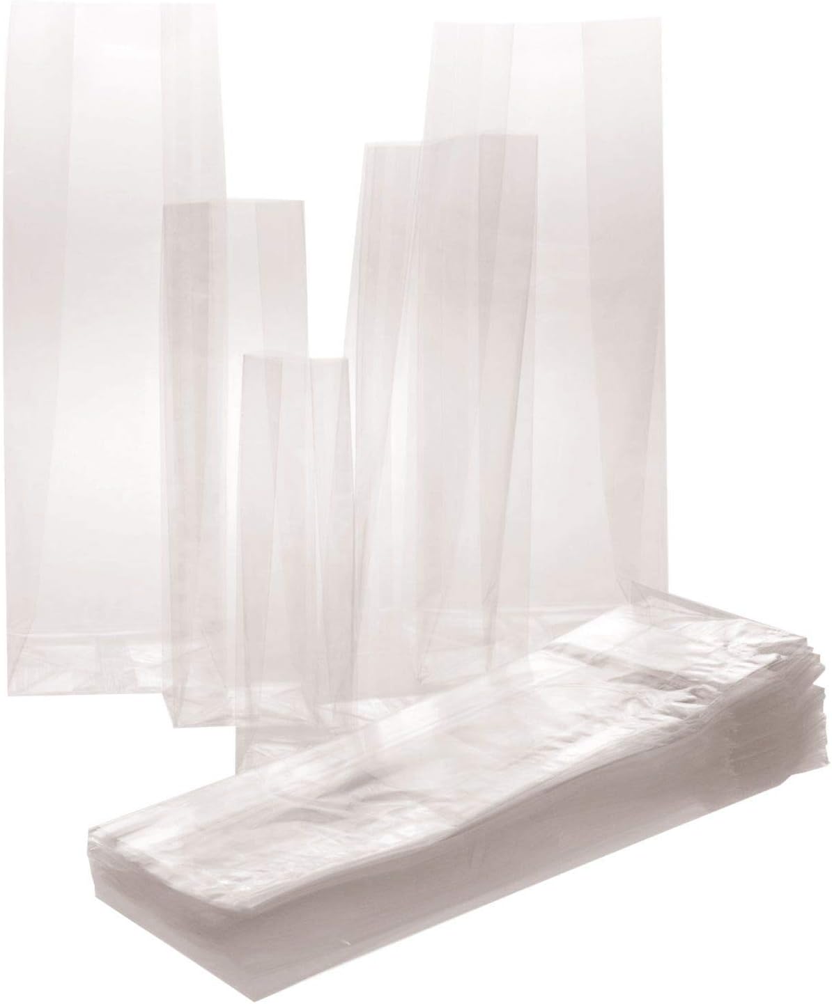 SHOBI Sacchetti Trasparenti con Fondo Quadro in Carta per alimenti (100 ...