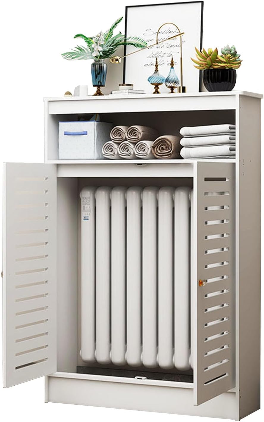 Amazon.com: White Radiator Cover with Louvered Grill and Shelf - Modern ...