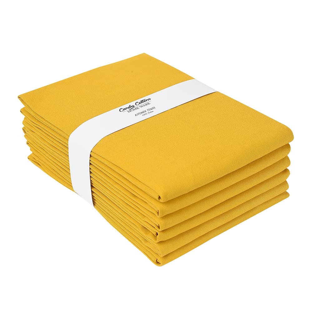 Amazon.com: Candy Cottons Mustard Yellow Kitchen Towels Classic Cotton ...