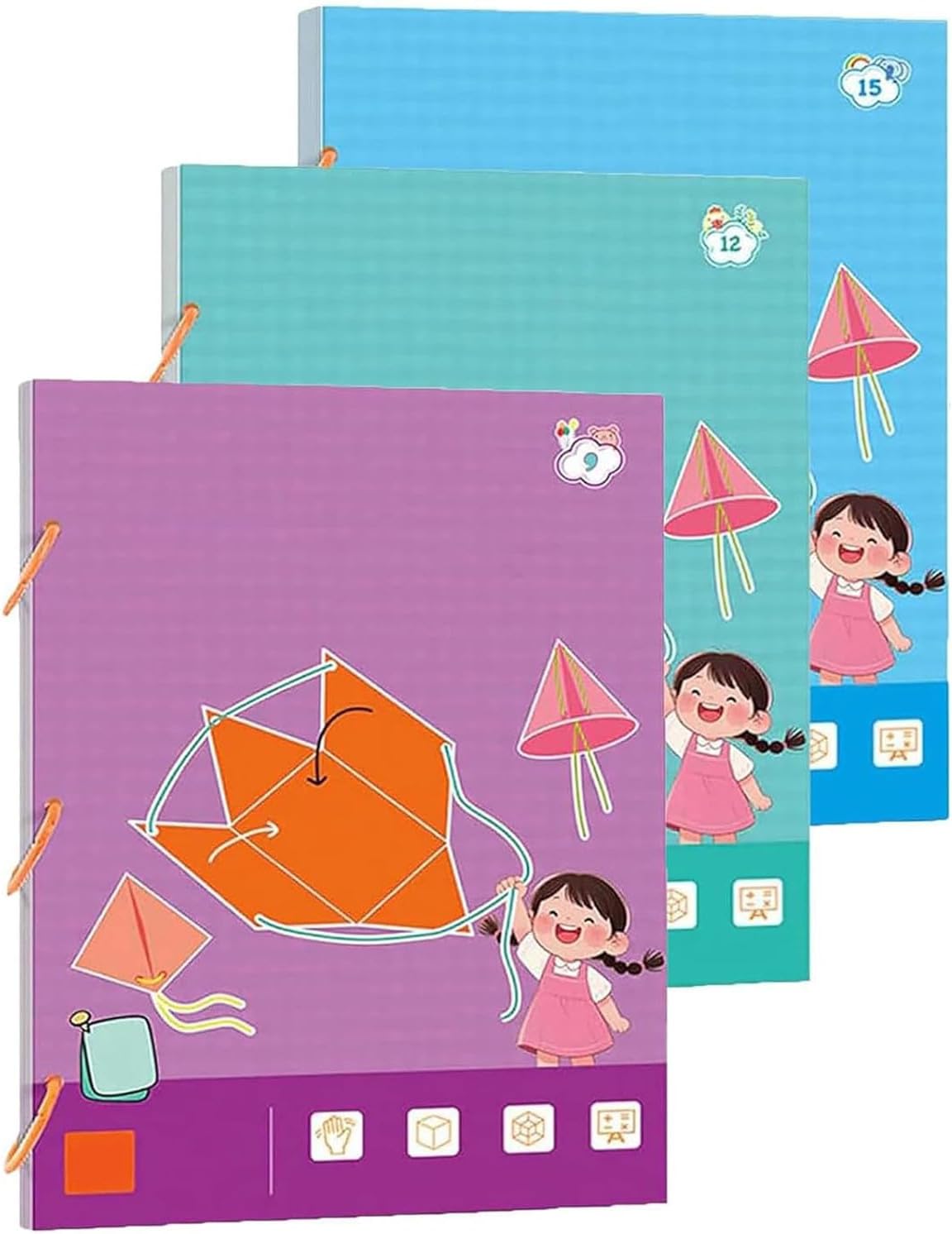 Amazon.com : Koyoata Pull String 3D Geometry Learning Book with 9/12/15 Solids Models, Safe ...
