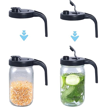 Amazon.com: LIVEBAY Wide Mouth Mason Jar Pour Spout Lids Flip Cap Lid with Handle Reusable,Leak ...