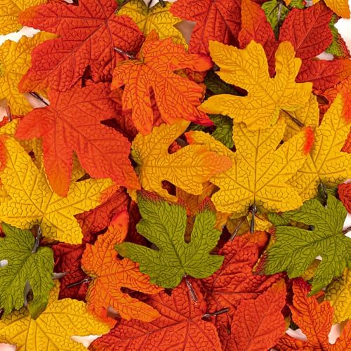 Amazon.com: Zeyune 1100 Pcs Thanksgiving Artificial Maple Leaves Faux ...