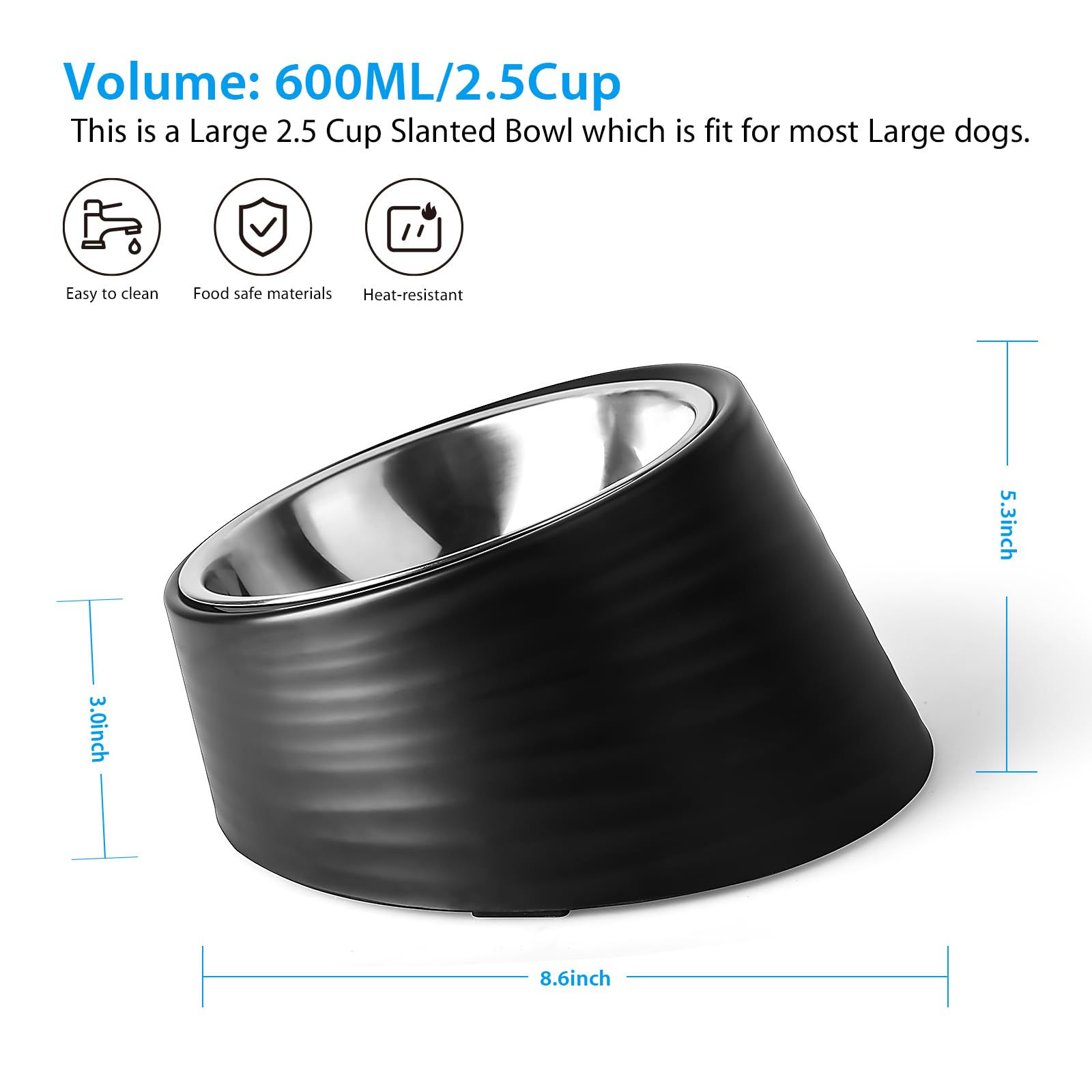 Uppetly Tilted Angle Dog Bowl, 15Â° Slanted Stainless Steel Dog Cat ...