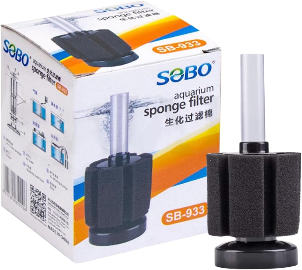VAYINATO Sobo Mini Bio Sponge Filter (Sb-933) For Small Aquarium Fish Tank And Bowl (Air Pump ...