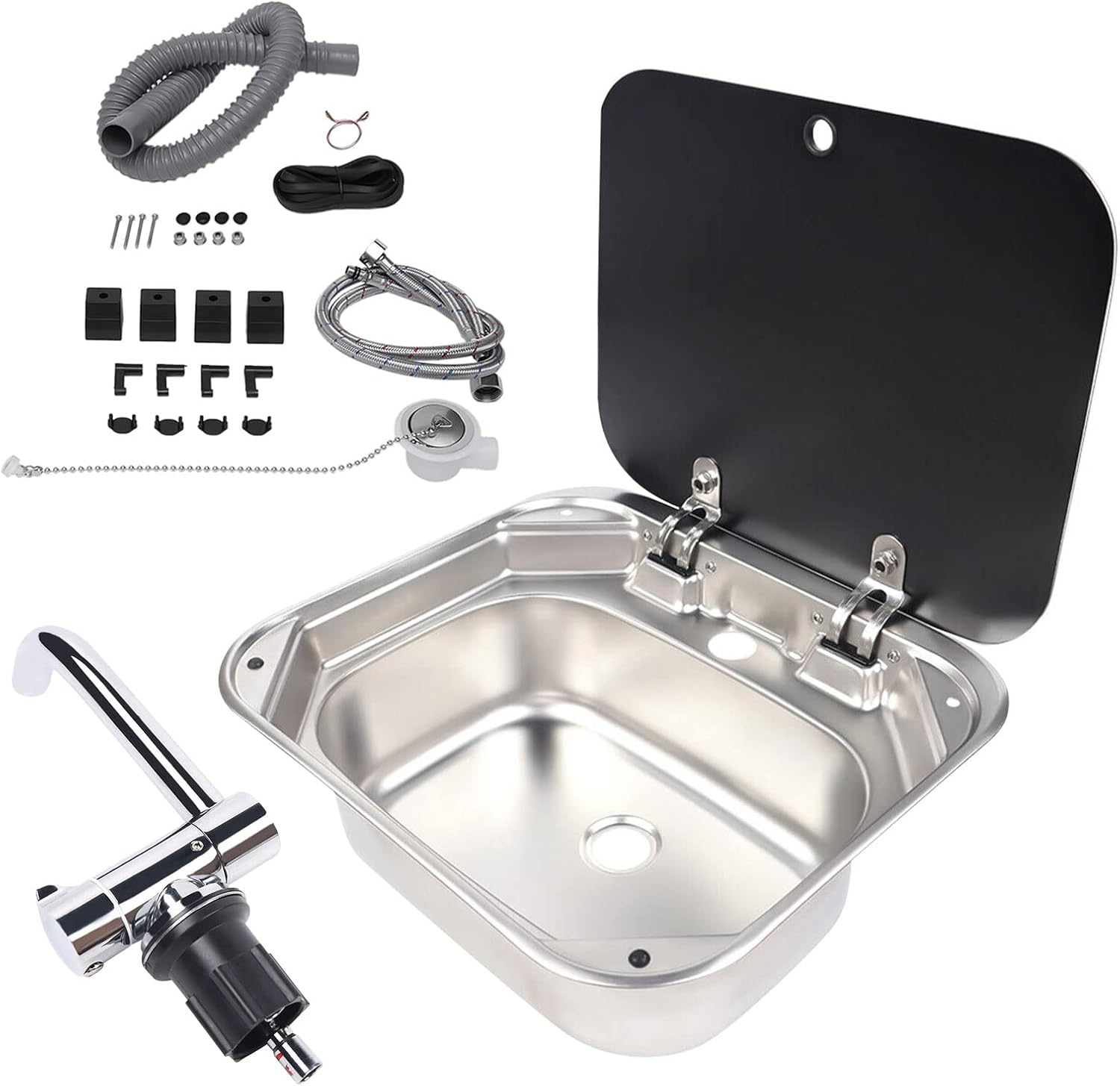 Amazon.com: YIYIBYUS 17 in Workstation Drop-in Sink, Kitchen or RV Sink ...