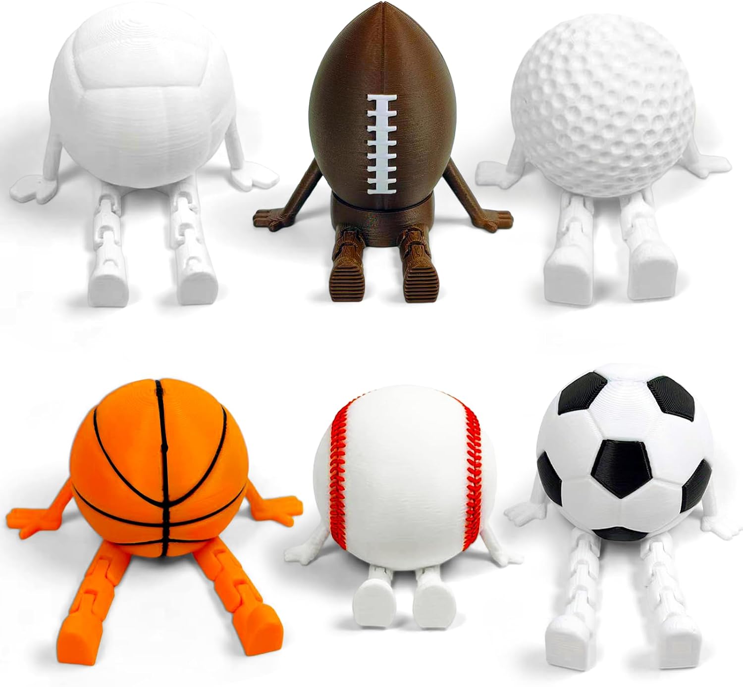 Amazon.com: TUTHKOTH 6 Pack Sports Ball Buddies - 3D Printed Sitting ...