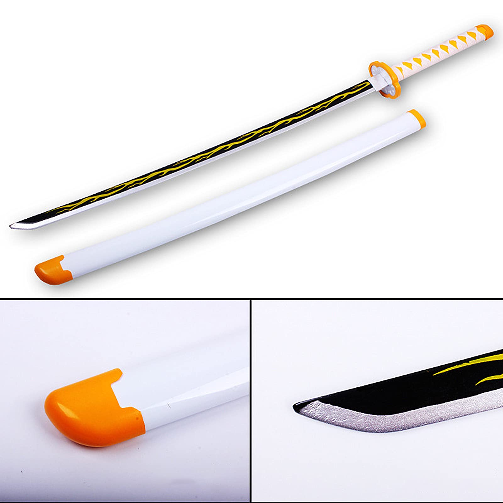 Demon Slayer Sword Zenitsu Wooden Swords for Adults, Samurai Sword Toy ...