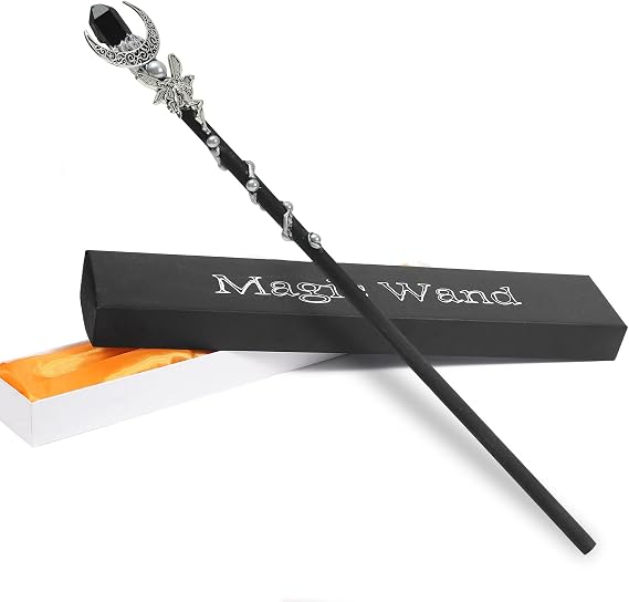 Amazon.com: Bubbmi Black Crystal Magic Wand, Gemstone Moon Wizard Party ...