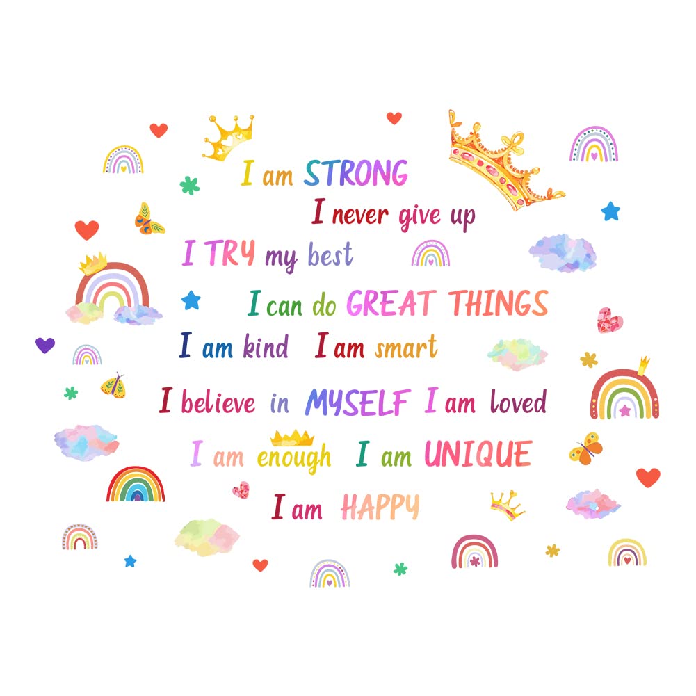 SUPERDANT Positive Affirmations Wall Stickers Girl Crown Wall Decal ...