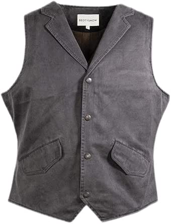 Beotyshow Mens Cowboys Vest Contton Outdoor Lightweight Multi-Pockets ...