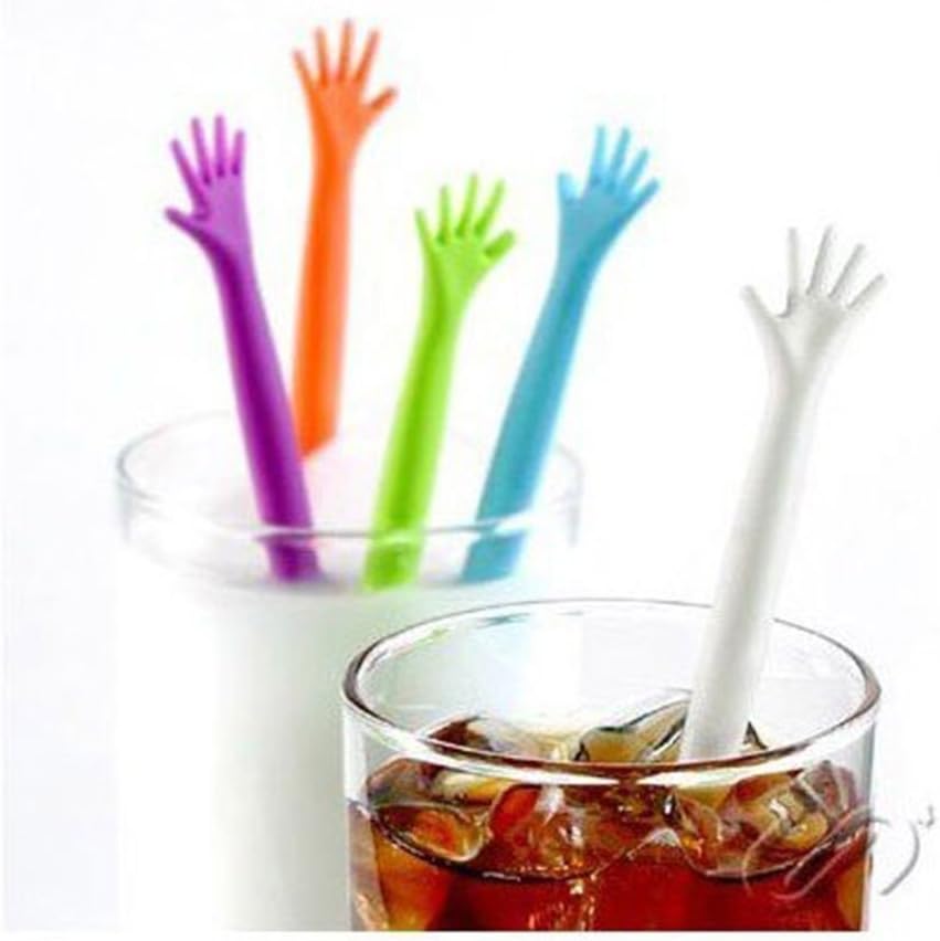 Amazon.com | FOYARA 20Pcs Creative Cute Help Me Hand Shaped Tea Milk ...