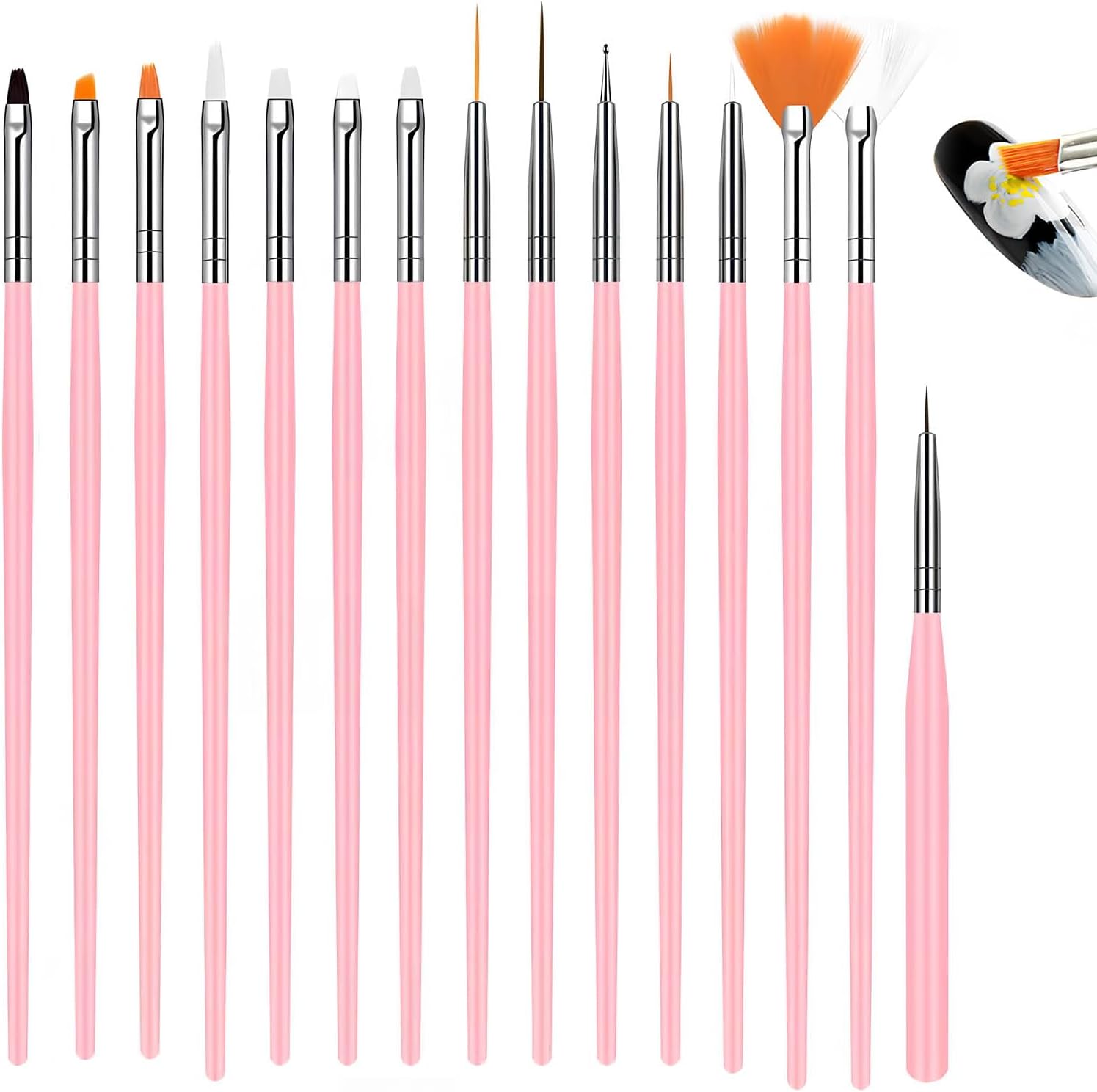 Amazon.com : Nail Art Brushes Set, YIHUELE Nail Art Design Painting ...