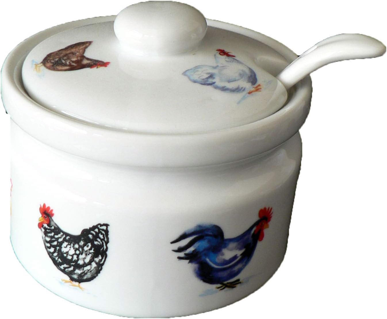 Chicken ceramic preserve pot & spoon Porcelain jam pot decorated all ...