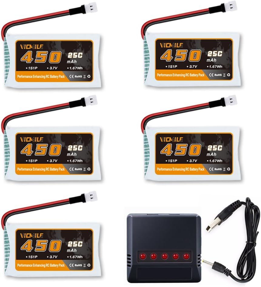 Amazon.com: sea jump Model Aircraft Battery 6pcs 3.7 600mAh for UDI ...