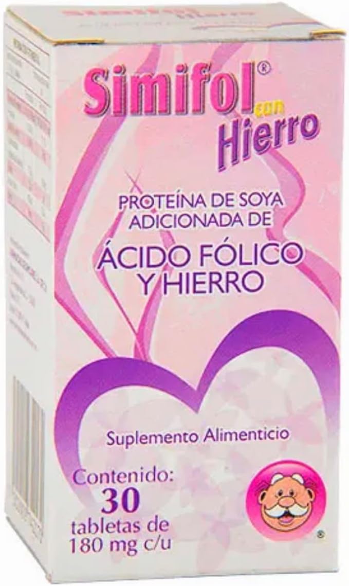 Simifol con hierro y ácido fólico 30 cápsulas 180 mg proteína de soja ...