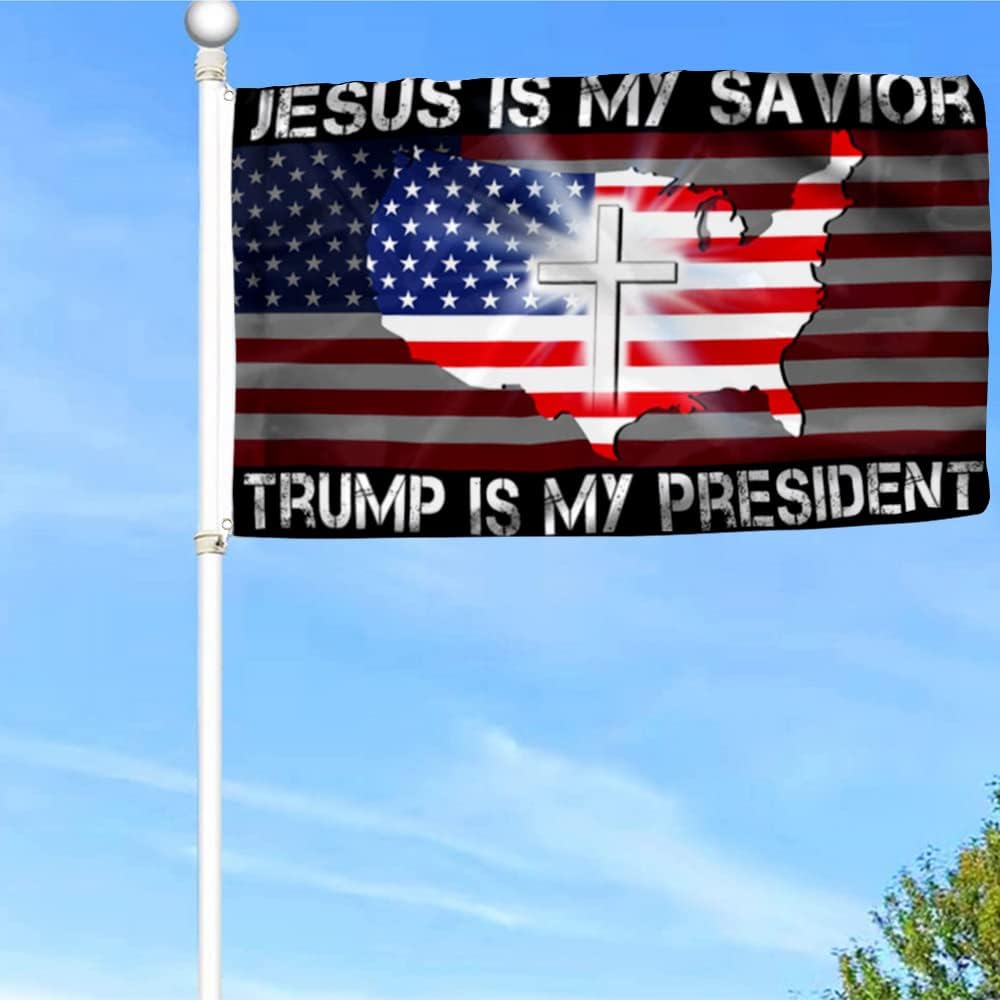 Amazon.com : LumiLa Jesus Is My Savior Flag Trump Is My President Flag ...