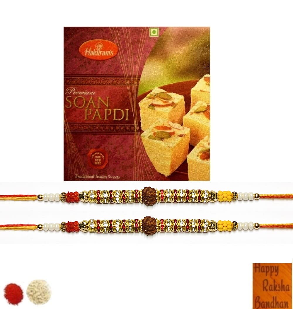 Amazon.com : Indian Rakhi - Set of 2 Beautiful Rudraksha Rakhi with ...
