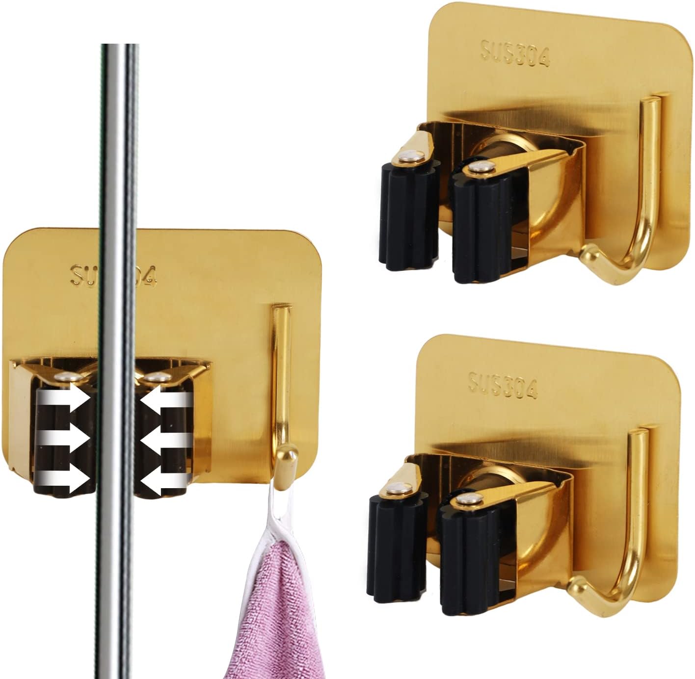 Amazon.com: Blueden Mop and Broom Organizer Wall Hanging No Drill,Metal ...