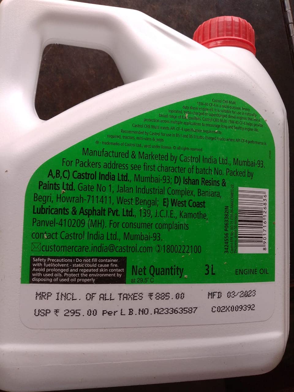 Castrol CRB MULTI 15W-40 CF-4 Multi-Purpose Heavy Duty Diesel Engine ...