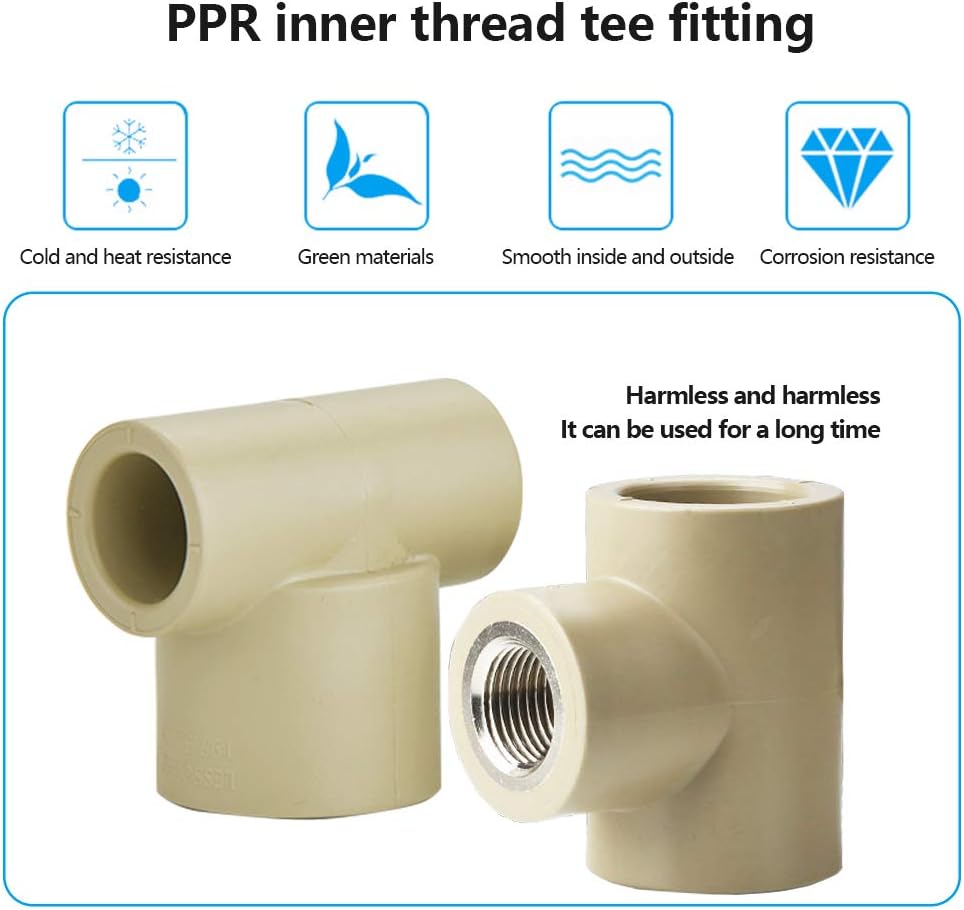 YOFASEN 20/25mm PPR Pipe Connector – 2 x Pipe Fitting T-Type Connector ...
