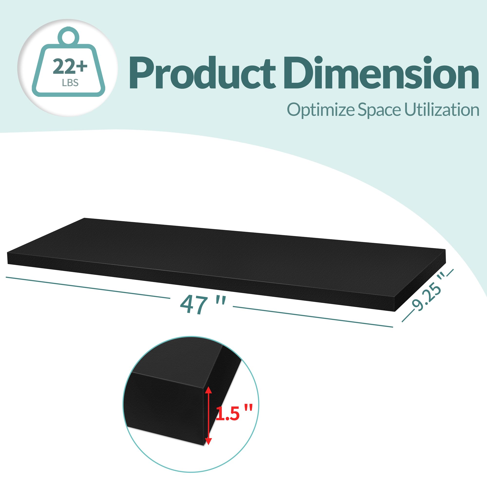 LaVie Home Floating Shelves, 47 Inch Wall Shelf Set of 2, Hanging Shelf ...