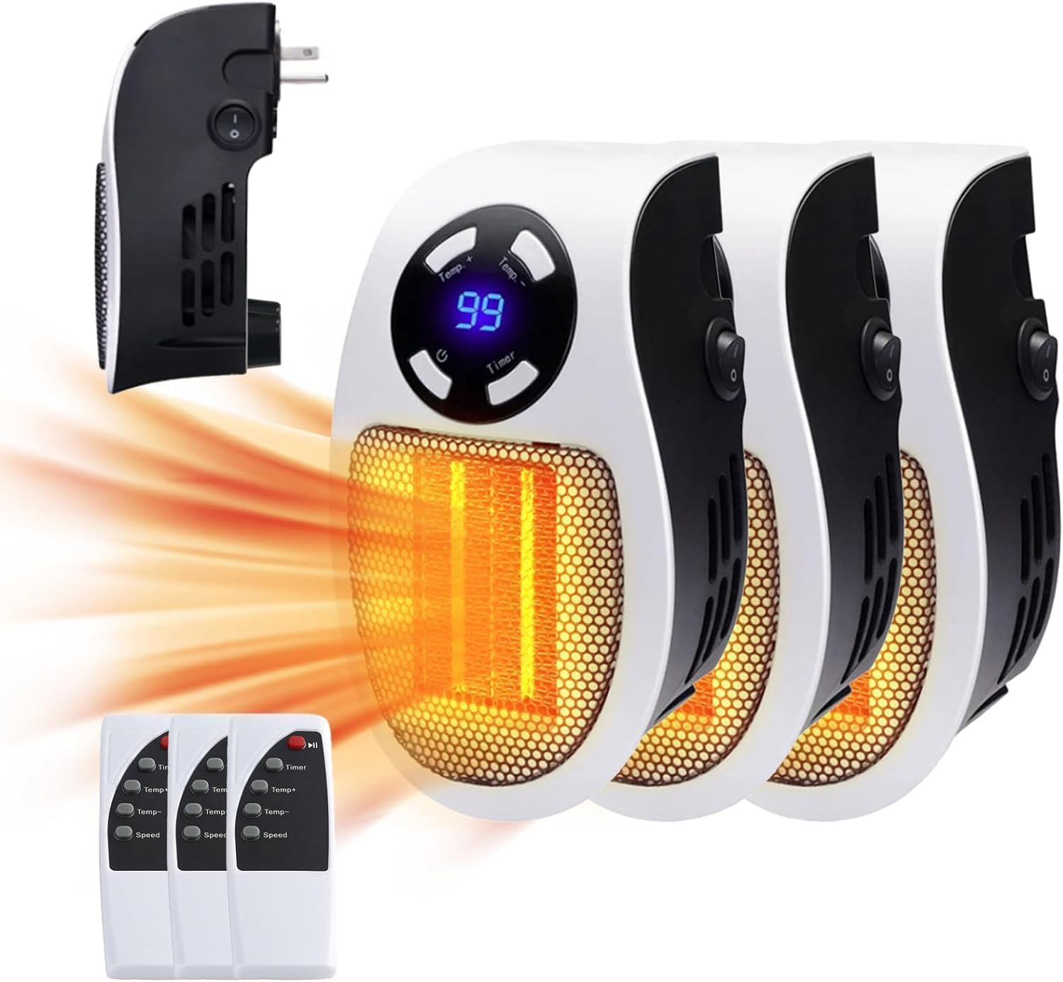 Top Heat Plug in Heater for Indoor Use, 500W Small Alpha Heater, Mini ...