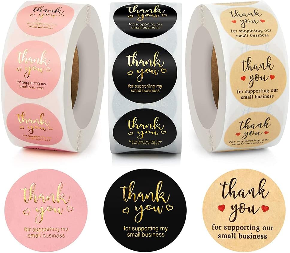 Amazon.com : Thank You Stickers Roll - 3 Rolls 1500 Pieces Thank You ...