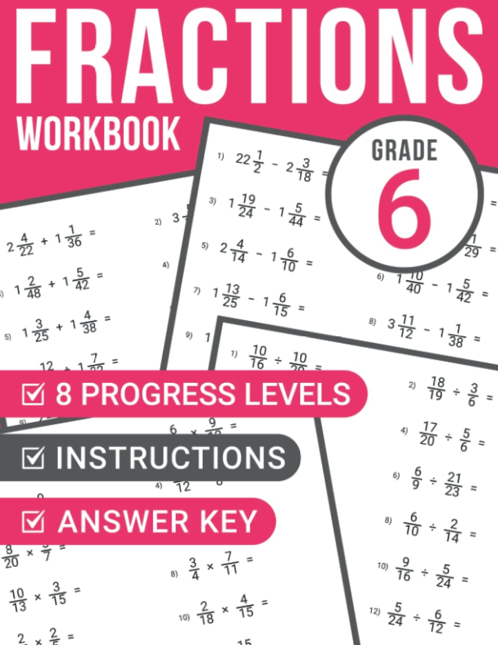 Fractions Workbook Grade 6: Math Problems for Clever Kids Ages 11-12 ...
