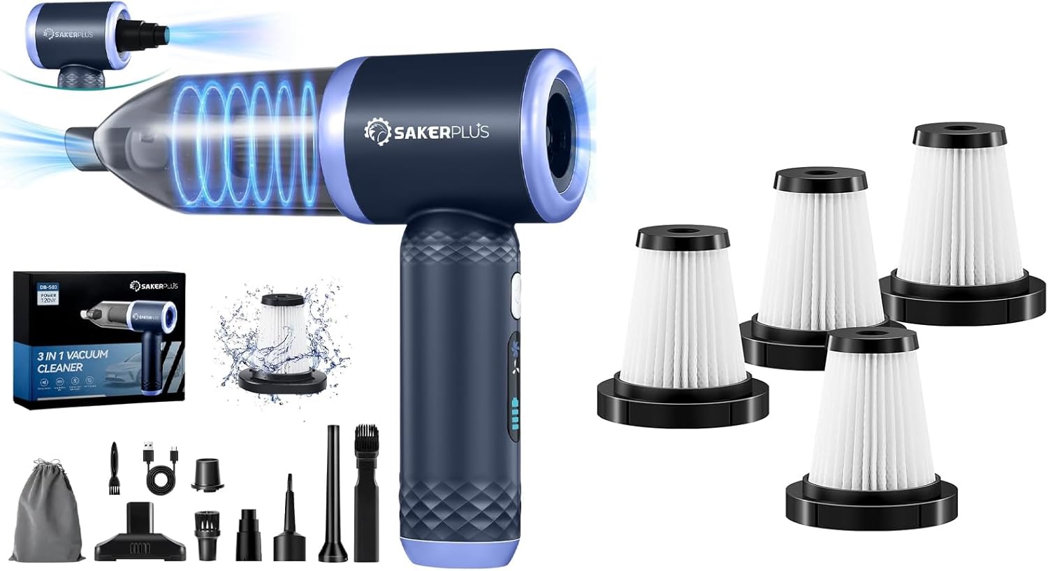 Amazon.com: SakerPlus 3 in 1 Cordless Handheld Vacuum Cleaner & One Set ...