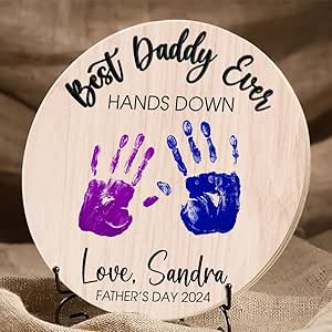 Amazon.com: Personalized DIY Best Dad Ever Hands Down Wooden Sign ...