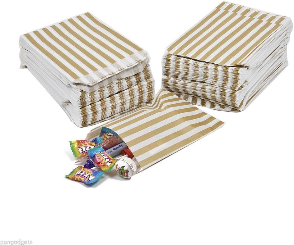 50 PINK CANDY STRIPE SWEET GIFT PAPER BAGS Premium Quality British Made ...