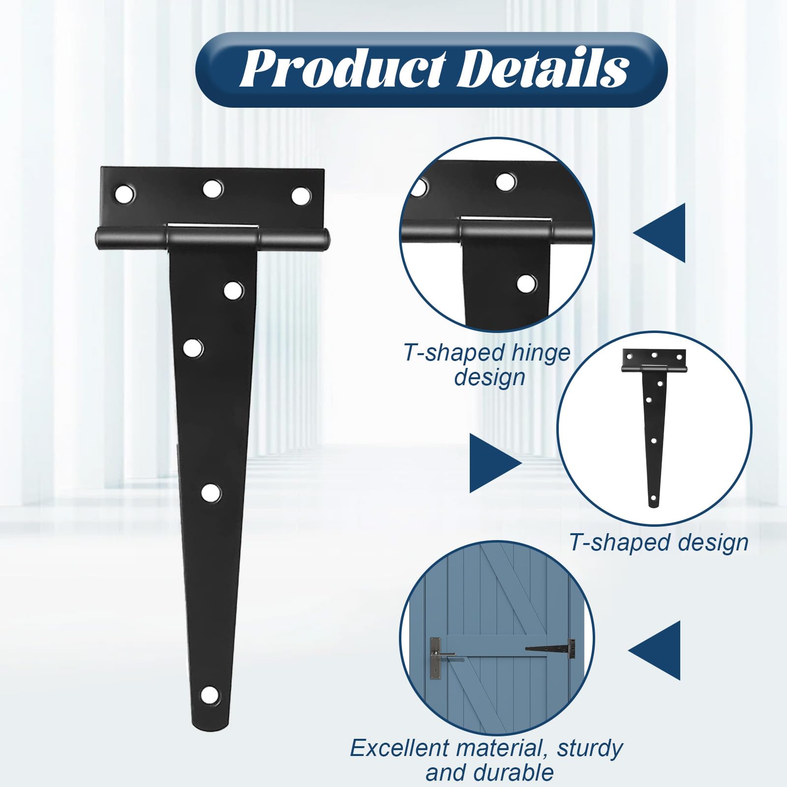 4 Pcs T-Gate Hinge,T Door Hinge with Mounting Screws,Heavy Duty Gate ...