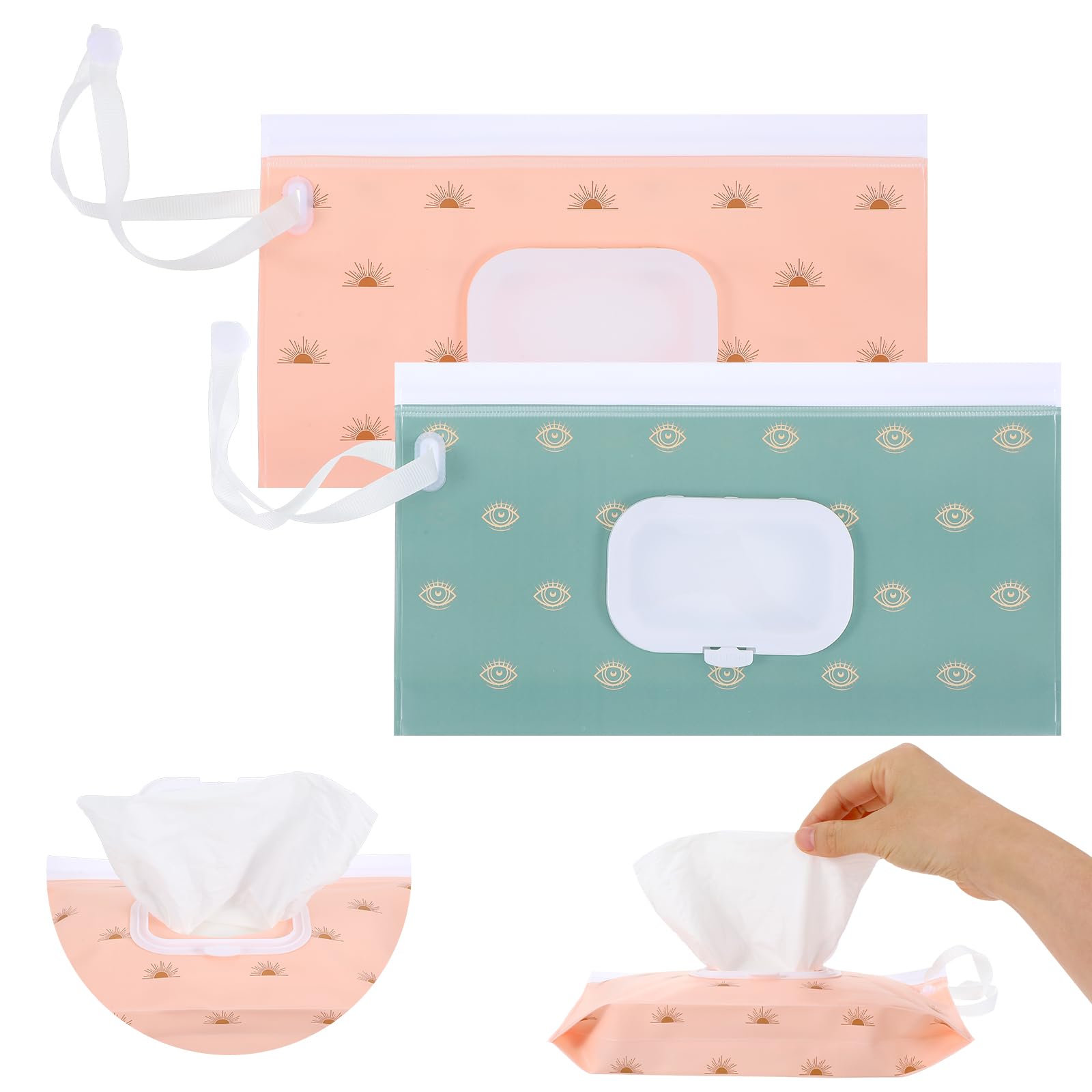 2 Pcs Wet Wipe Bag, Extra Large 10" x 6" Wet Wipe Dispenser Refillable ...