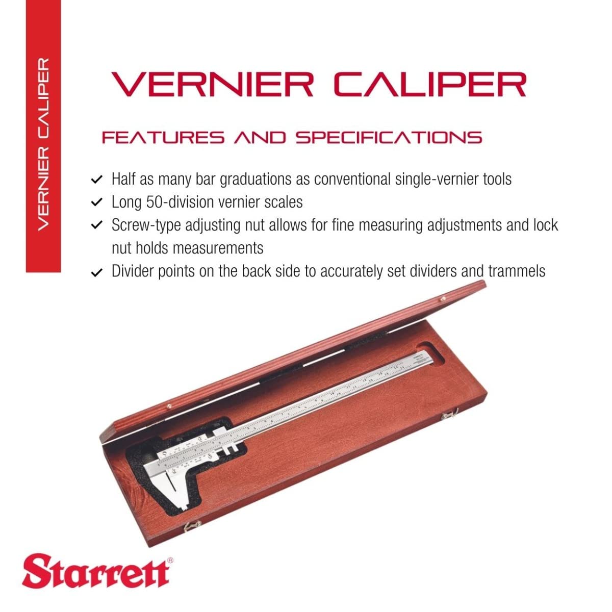 Starrett Master Vernier Caliper With Hardened Stabilized Bars, Satin ...