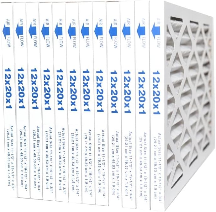 12x20x1 Furnace Filter MERV 8 Pleated Filters. Case of 12 Manufactured ...