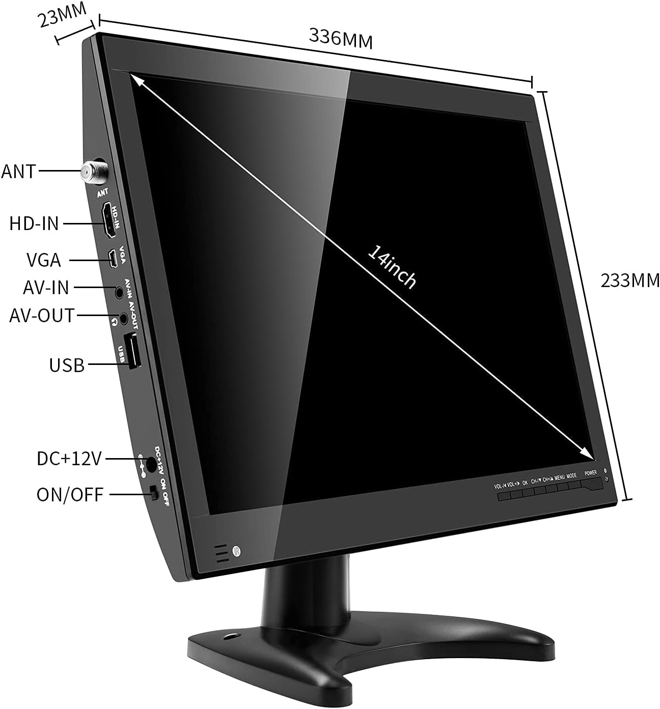 14inch Rechargeable Battery TV,Portable TV Built-in Digital Tuner ATSC ...