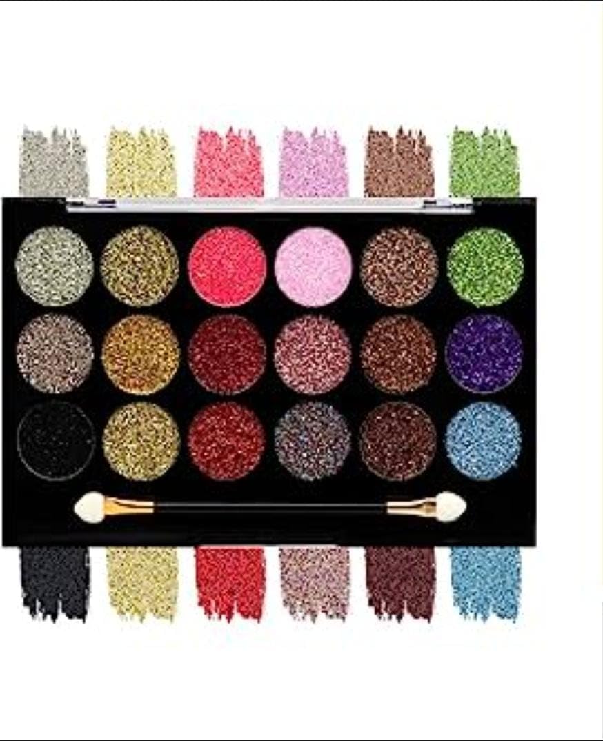 Buy ZOOMIQUE 18 colours glitter eyeshadow palette+beauty blender packet ...