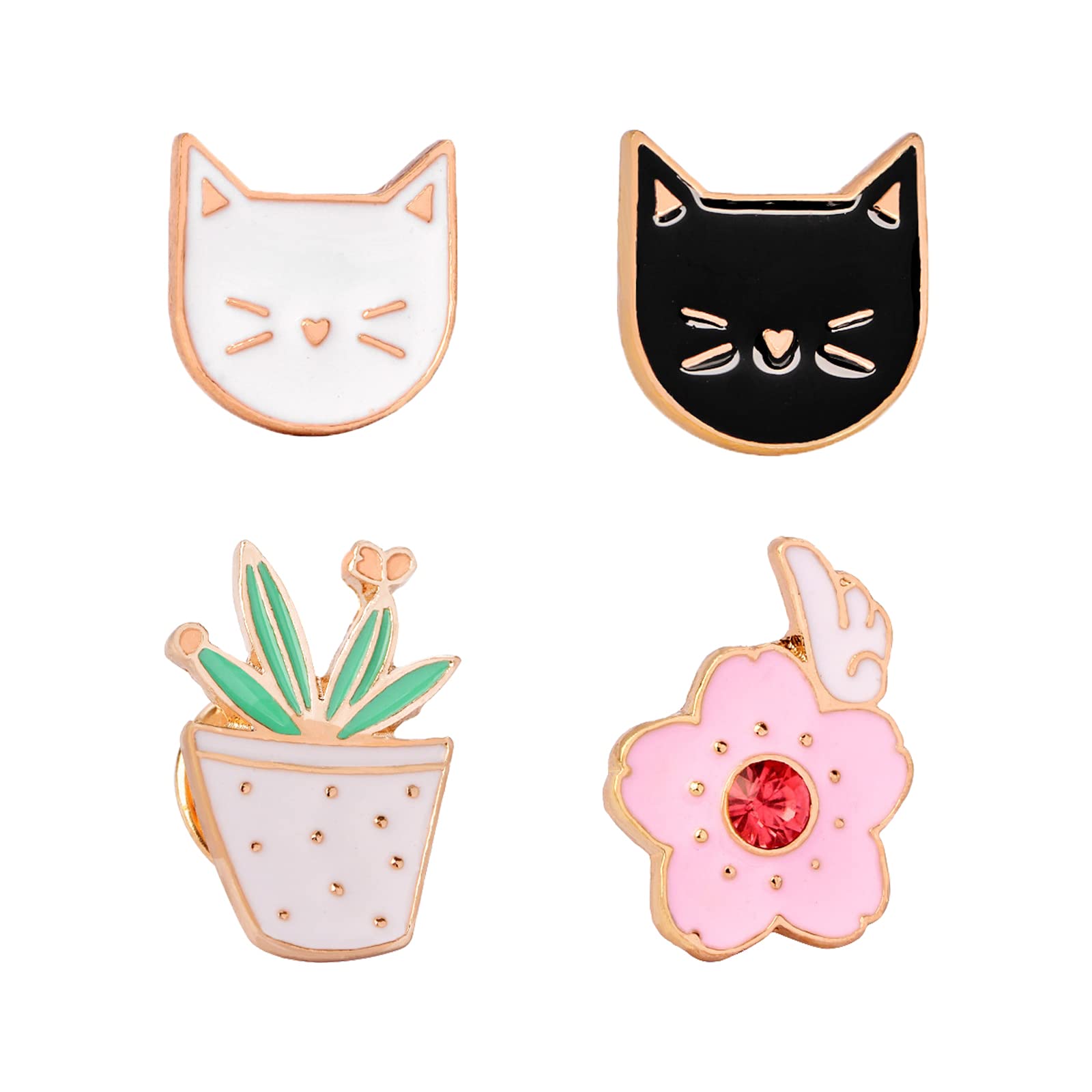 Amazon.com: 4 Pcs Enamel Pins for Backpacks,Cute Pins Set Cartoon Cat ...