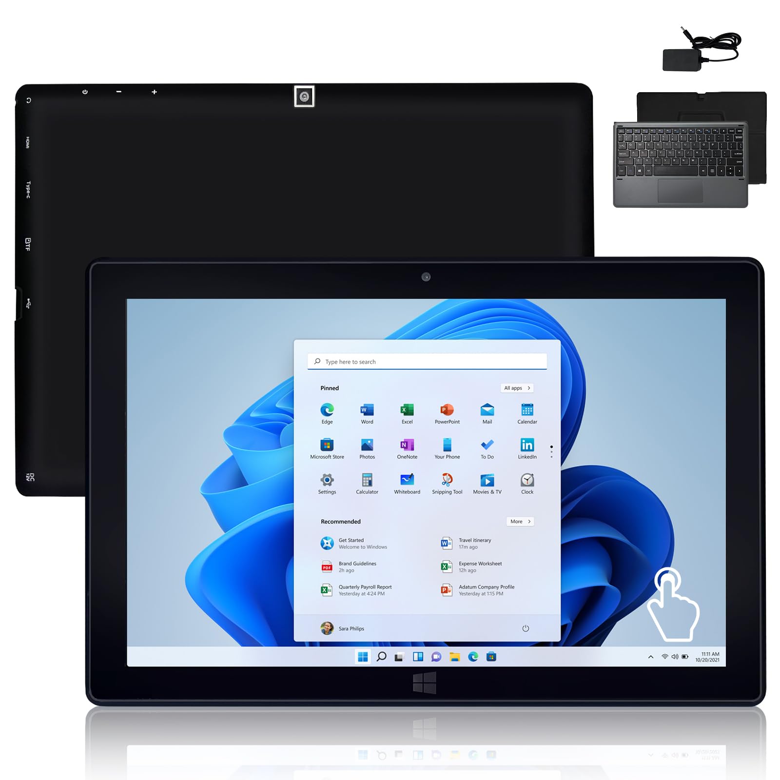 Snapklik.com : 2 In 1 10.1 Inch Windows 11 Pro Tablet PC, 16GB RAM ...