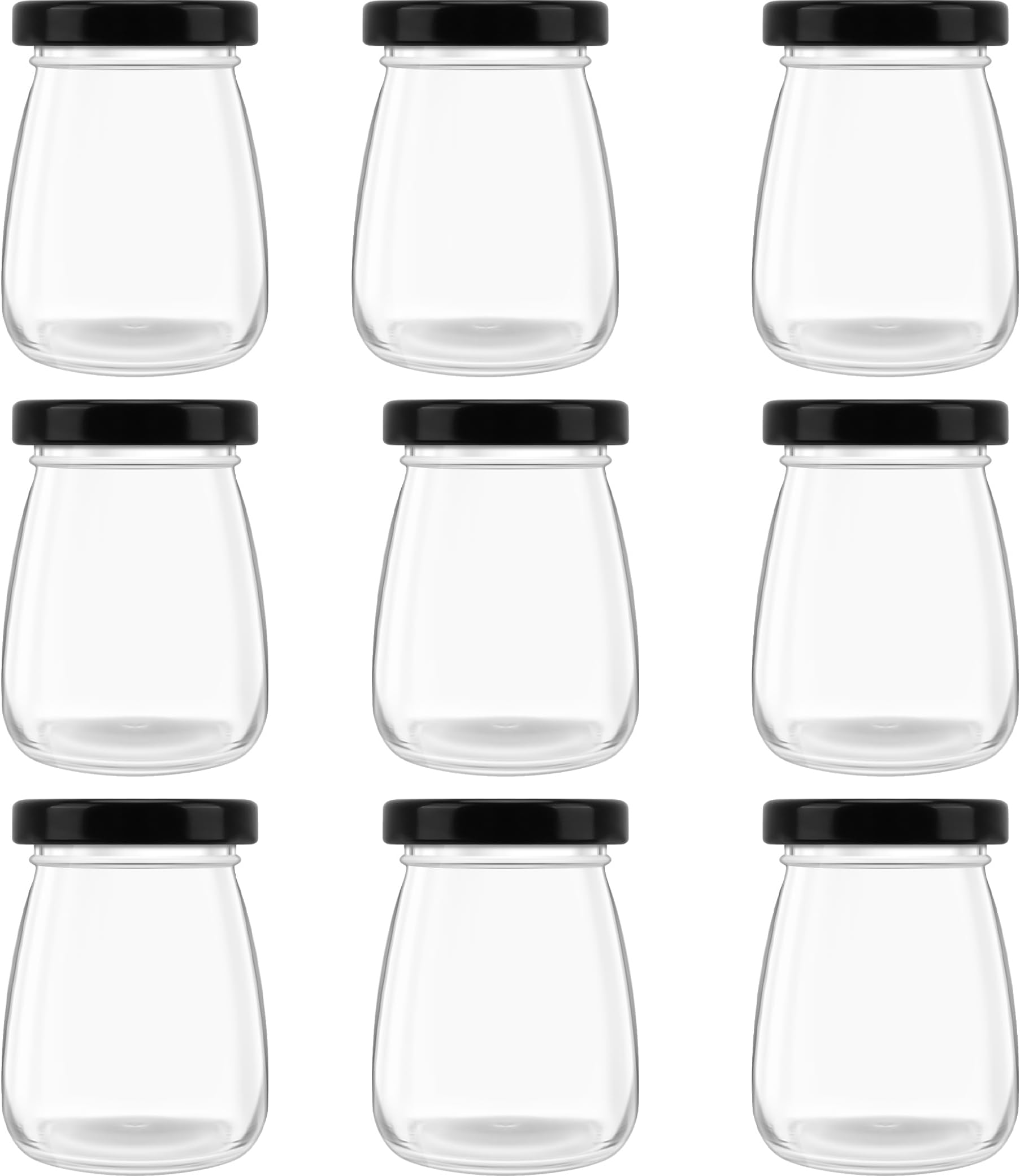 Danmu Art 9pcs 100ml Glass Milk Bottles with black Lids, Small Glass ...