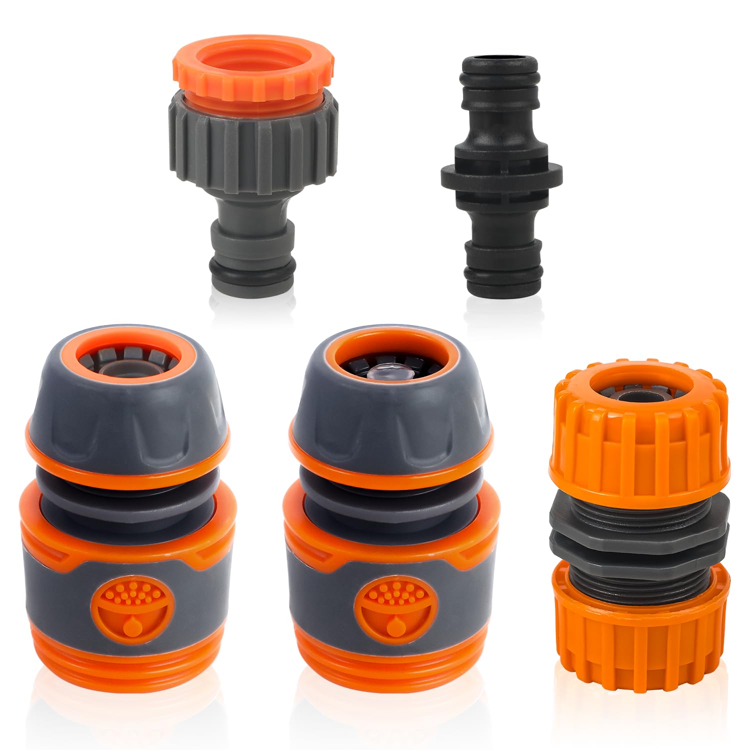 Set of 5 Hose Connector Set | 1/2″ 3/4″ Hose Tap Connector Double Male ...