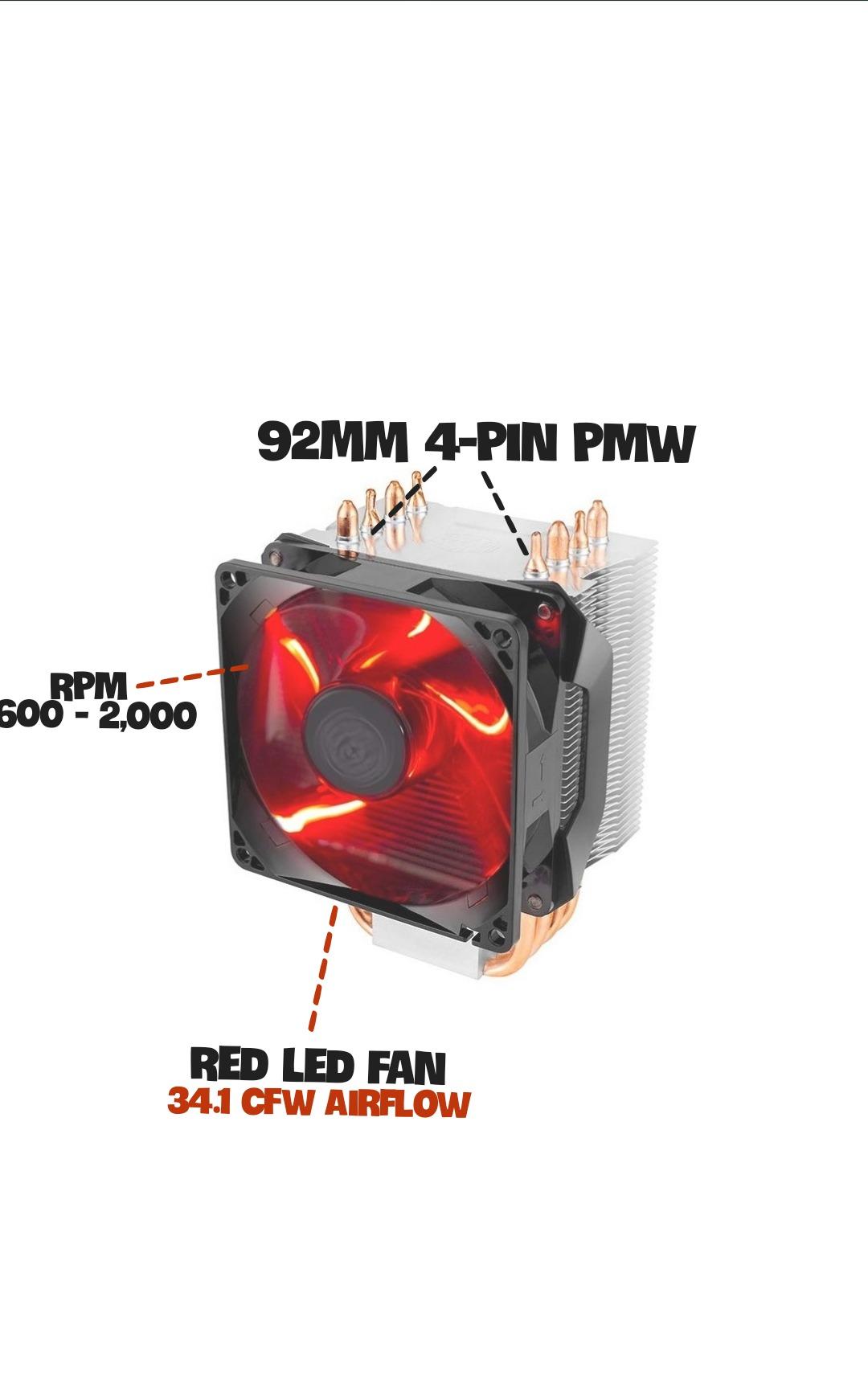 Cooler Master Hyper H410R (RR-H410-20PK-R1) 120mm RED LED Air CPU ...