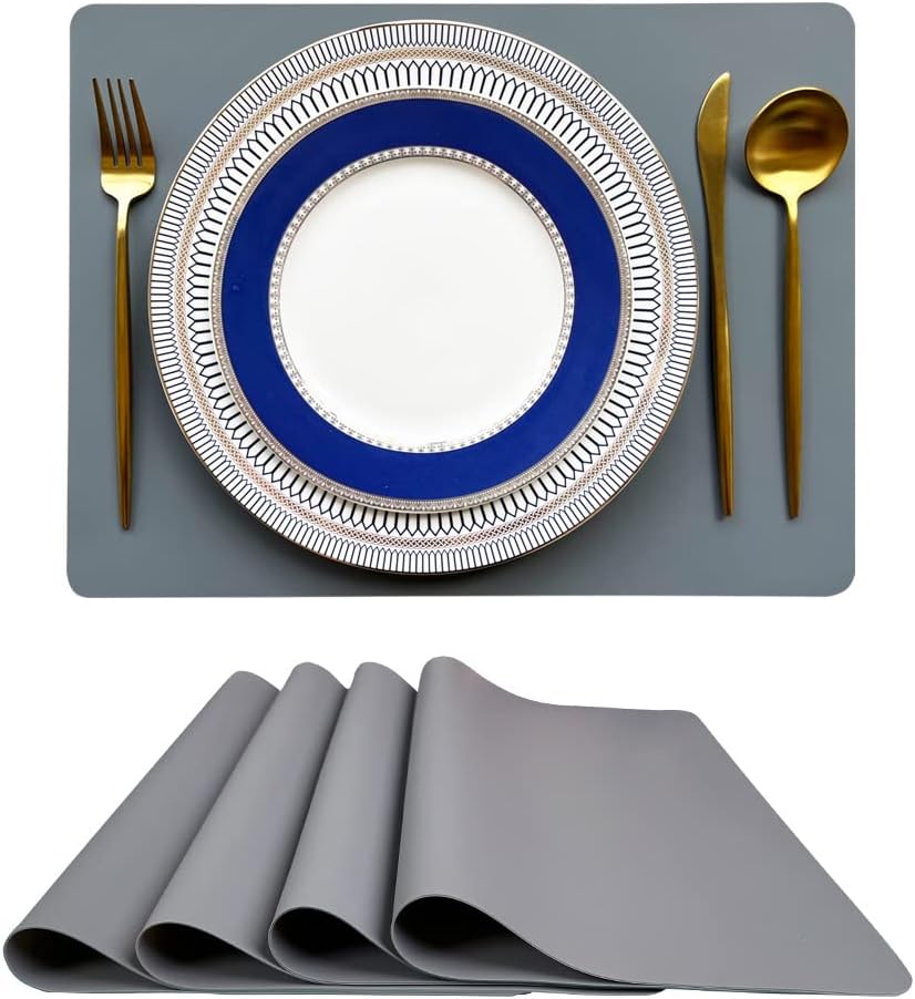 Amazon.com: Placemats, Set of 4 Silicone Dining Table Mats, Heat ...