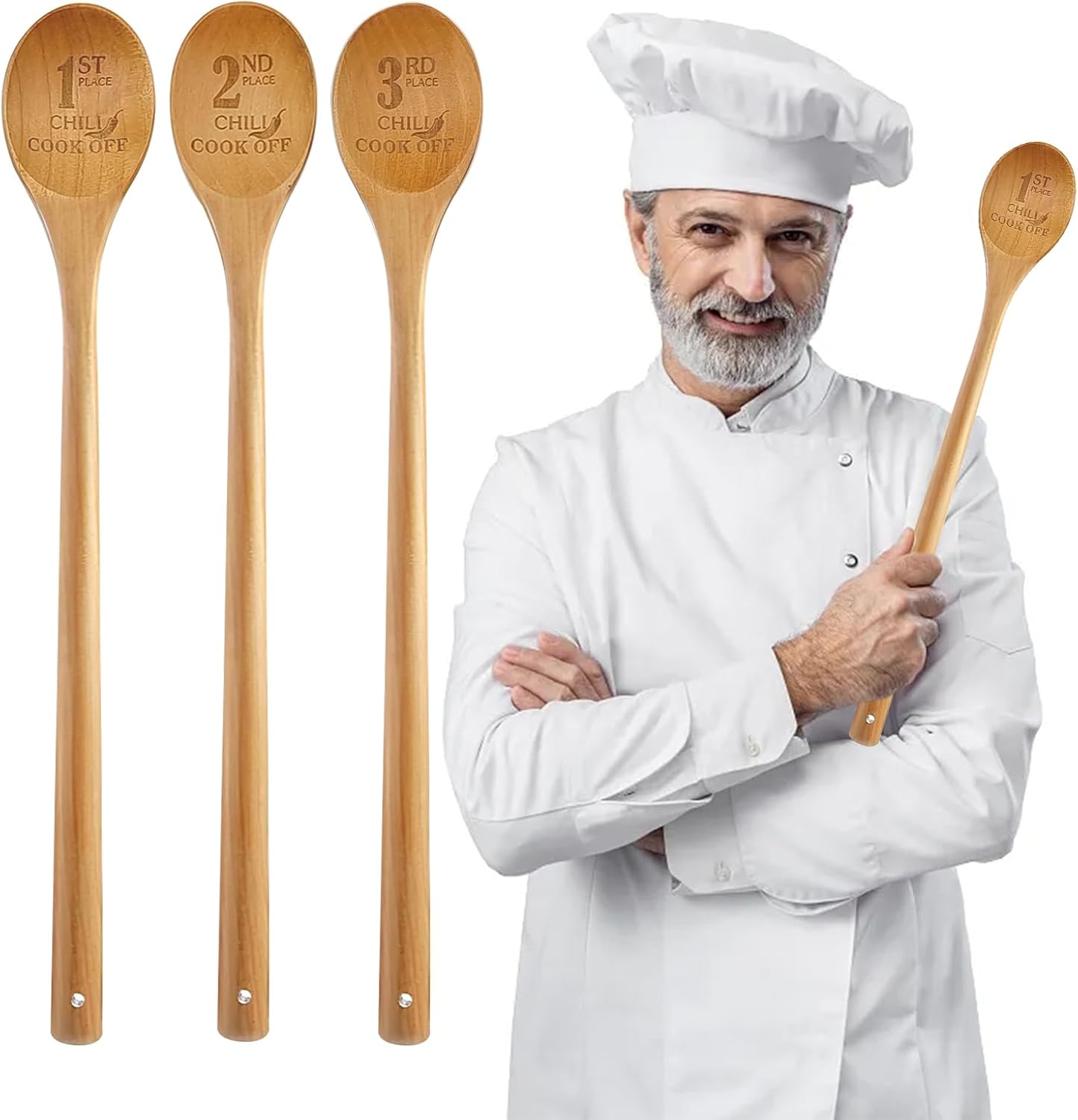 Amazon.com: itechpanda 3 Pcs Chili Cook Off Wooden Spoon Golden Award ...
