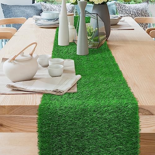 JJA Faux Grass Table Runner Reusable Artificial Grass 90 X 30cm Runner ...