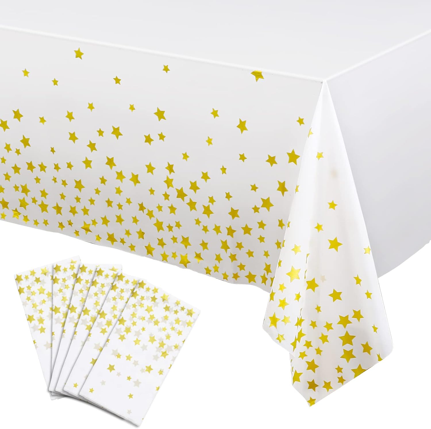 Amazon.com: Tudomro 6 Pack Gold Star Tablecloths Under The Plastic ...