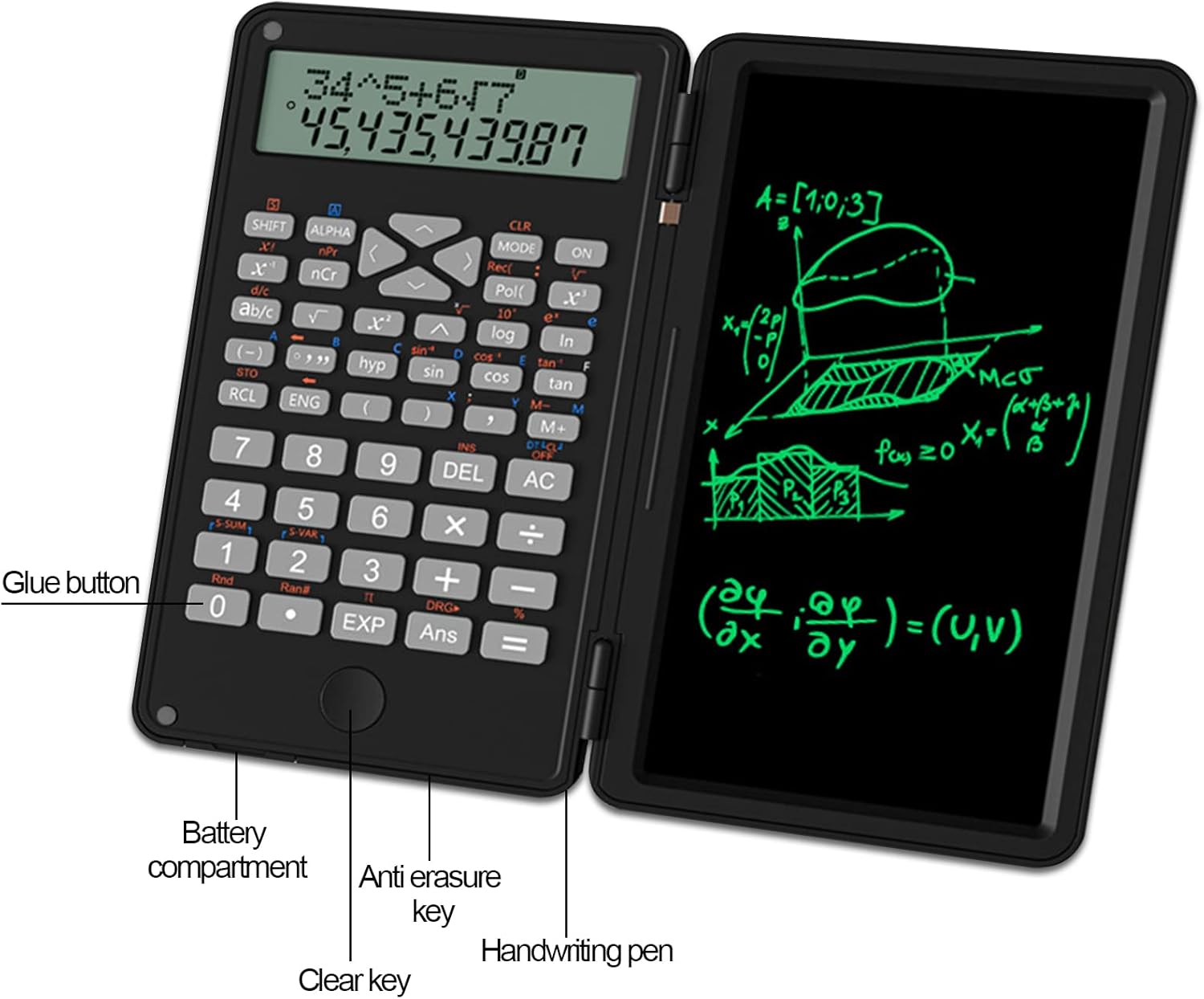 LCD Display Scientific Calculator, Foldable Portable Desktop Calculator ...