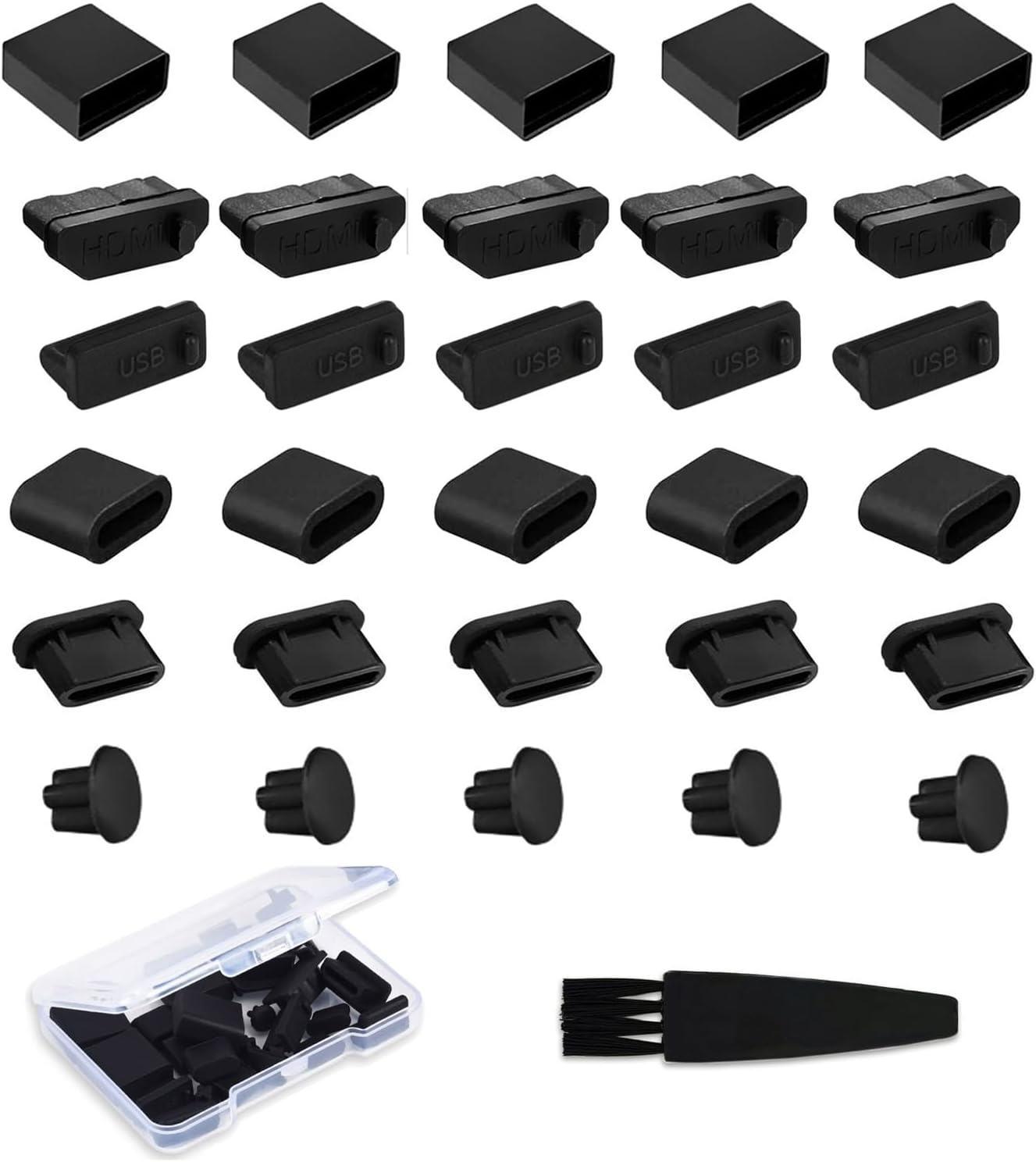 Amazon.com: USB Cover Port Plug Caps - 30Pcs 6 Type Silicone Anti Dust ...